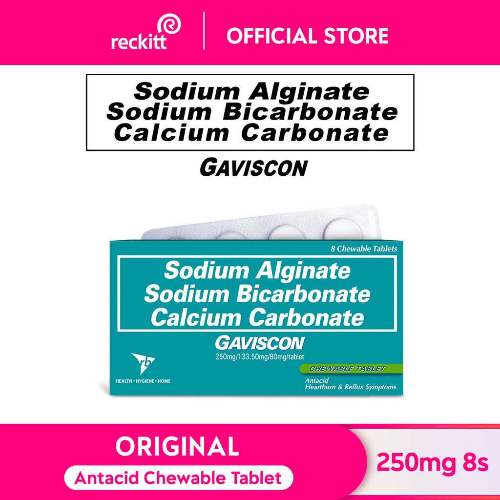 Gaviscon Original Antacid Tablet 250mg 8pc | Acid Reflux / Heartburn ...