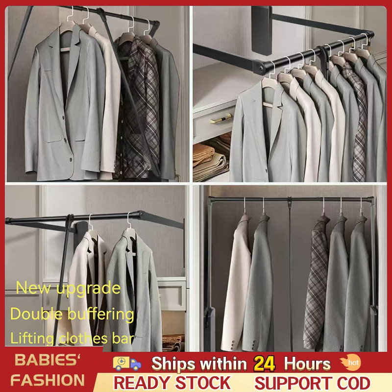Premium Silent Gliding Clothes Hanger Smooth Pull Down Mechanism Walk ...
