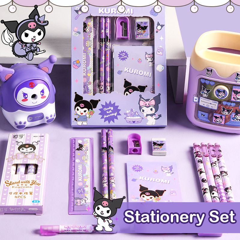 iBaby 12pcs Sanrio Stationery Set Kuromi Pencil Case Ruler Crayons for ...