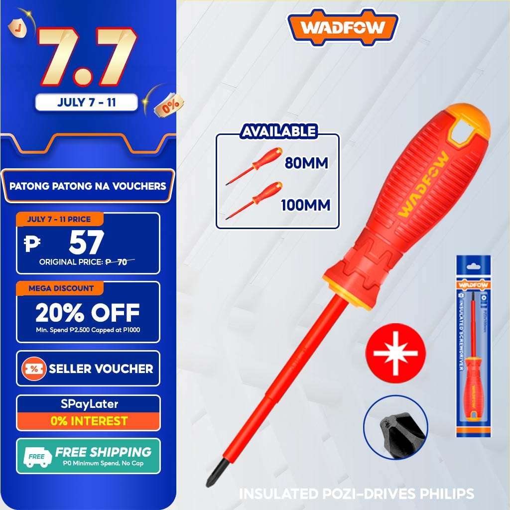 Wadfow 1000V Insulated Pozi-Drives Philips Screwdriver (Round Shank ...