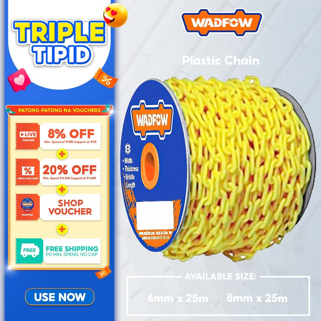 Wadfow PP Plastic Chain 6mm x 25m / 8mm x 25m (WYJ6A06, WYJ6A08 ...