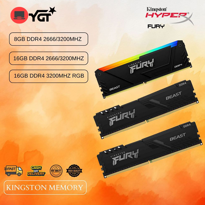 YGT Fury Beast 8GB/16GB/32GB Single/Kit DDR4 DDR3 8Gbit DRAM DIMM ...