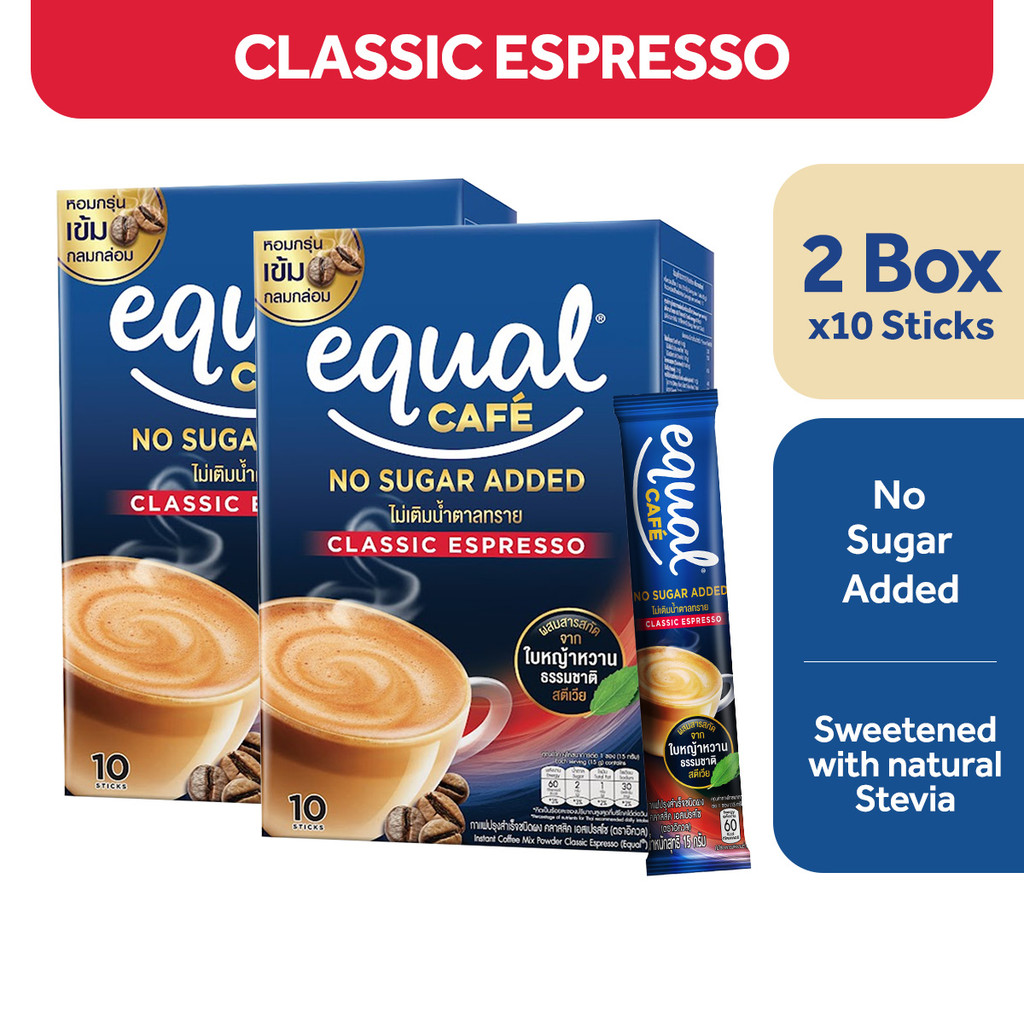 Equal Cafe Classic Espresso, 3-IN-1 Coffee Mix 10 Sticks - 2 Boxes ...