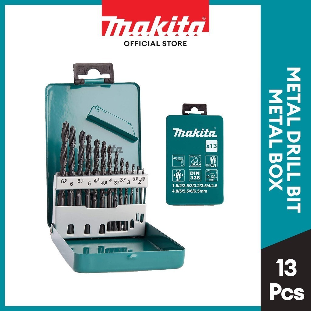 Makita HSS-R Metal Drill Bit Metal Box Set 13 Pcs. | Shopee Philippines