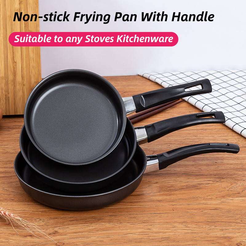 14/16/18cm Non-stick Frying Pan With Handle Steak Fried Eggs Compact ...