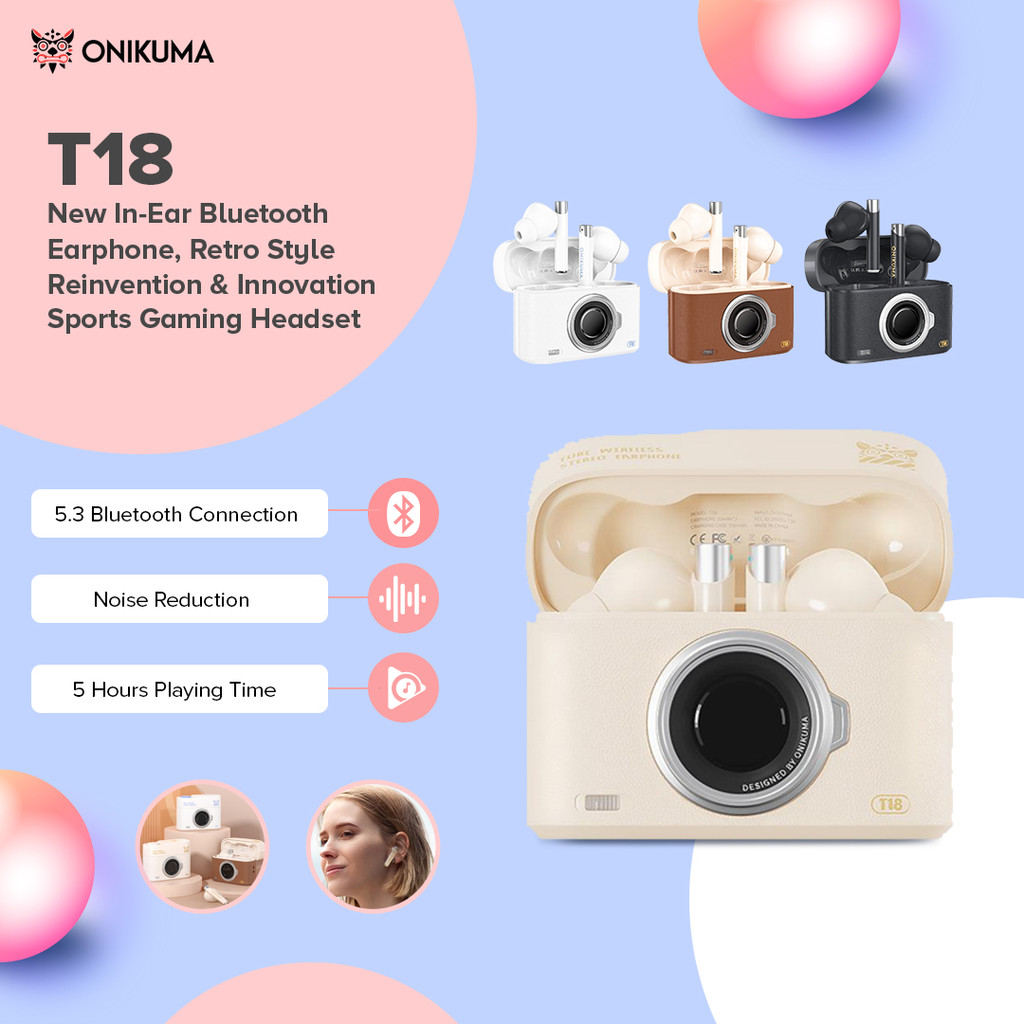 Onikuma T18 TWS Earbud Dual-Mic Noise Canceling Earphones Wireless ...
