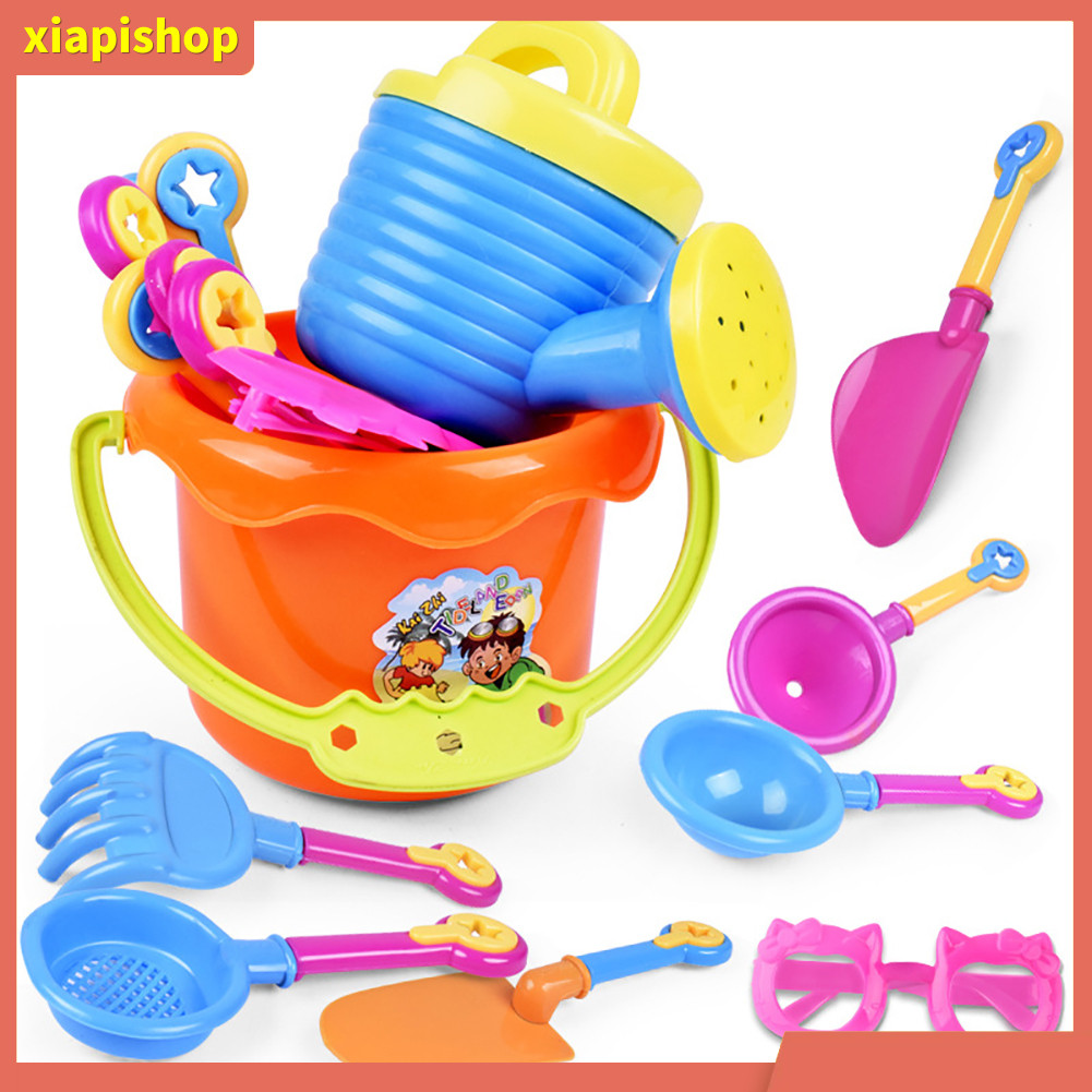 XPS 9Pcs Toddler Kids Children Outdoor Sand Beach Bucket Shovel Rake ...