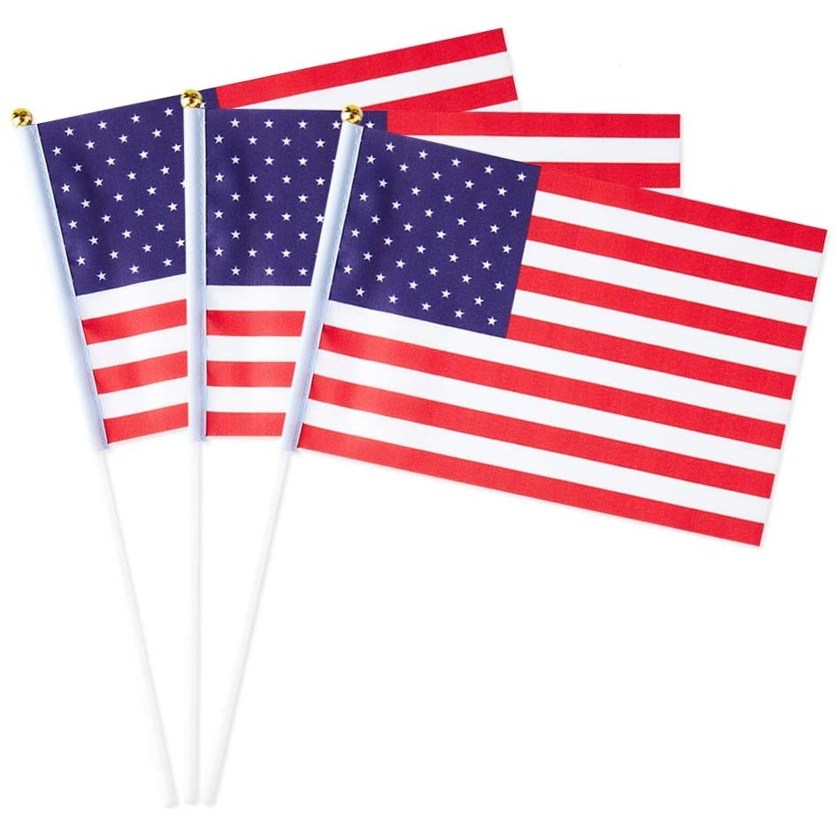 JiaHao USA Flag American Small Stick Mini Hand Held Flags Decorations ...