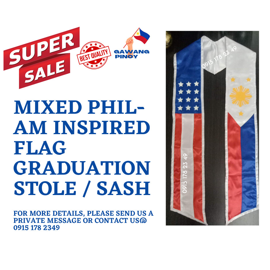 Philippine American flag inspired Graduation Stole sash | Shopee ...