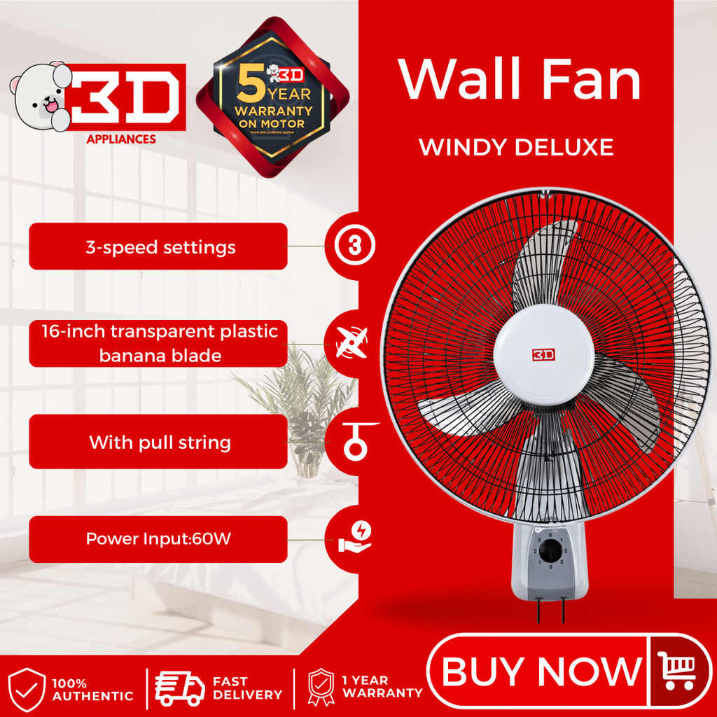 3D Windy Deluxe WF-40WD Banana Blade Wall Fan | Shopee Philippines