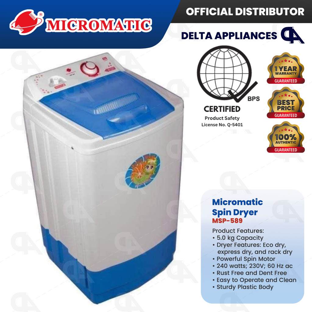 Micromatic Spin Dryer 5.0Kg. Original w/ 1 Year Warranty MSP 589 ...