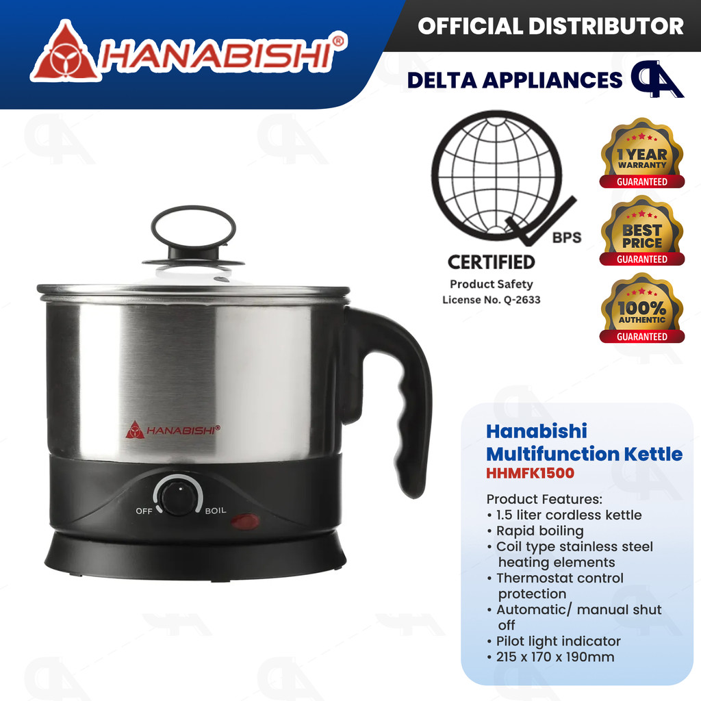 Hanabishi Multifuction Kettle Cooker 1.5L Stainless Steel Original w/ 1 ...
