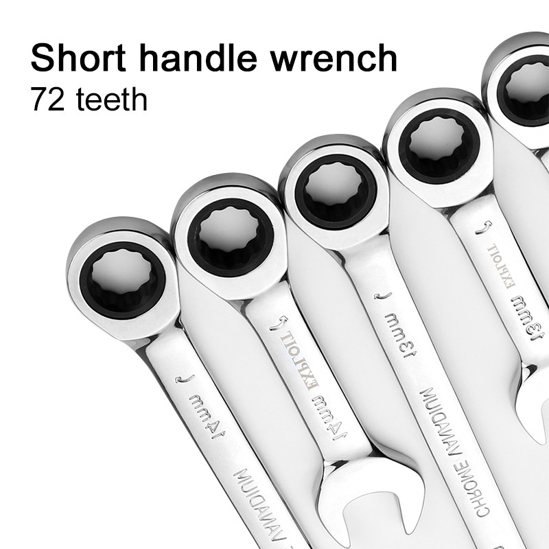1Pcs 72-tooth short handle wrench CRV Quick Open Reversible Combination ...