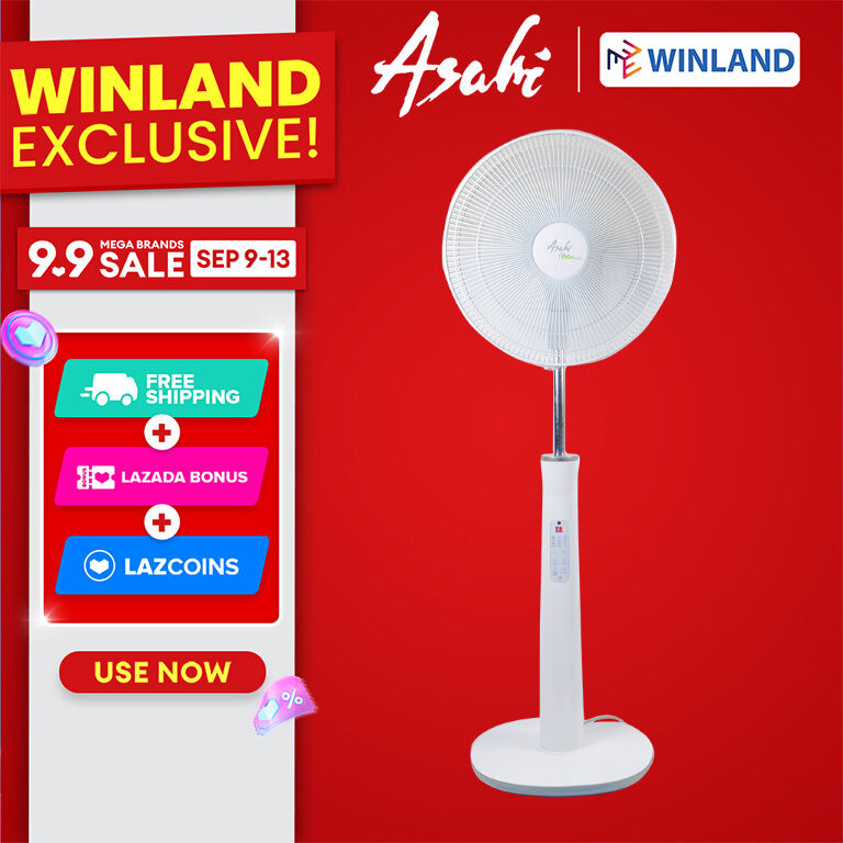 Asahi by Winland Inverter Stand Fan with 24 Speeds Control and LED ...