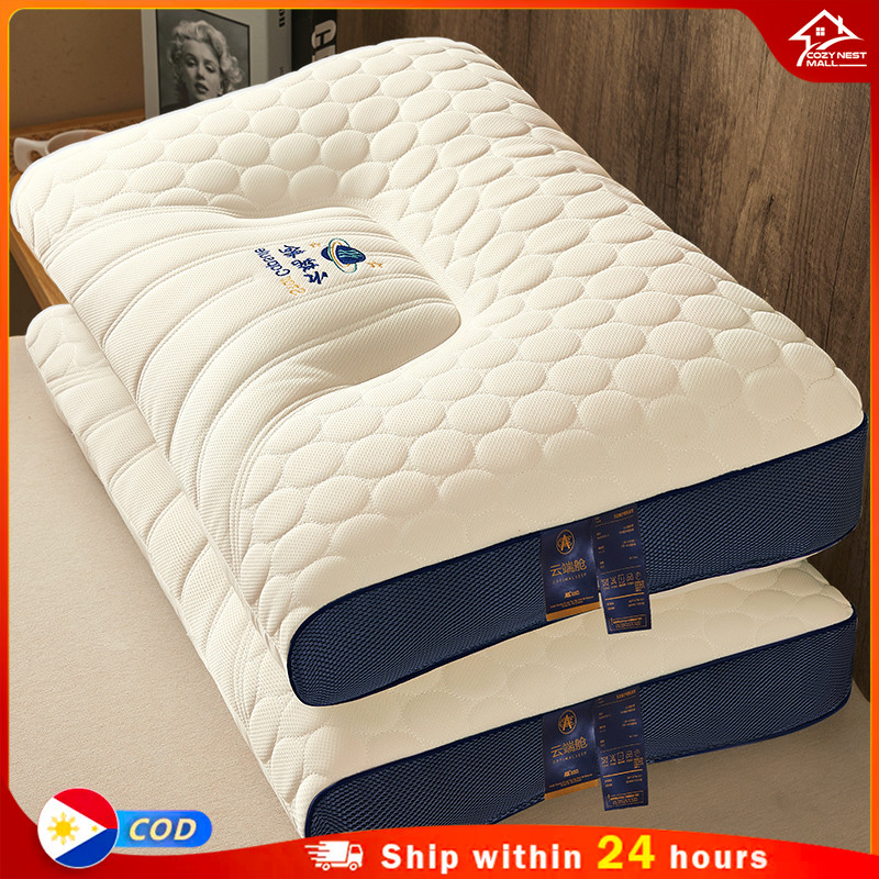 latex Ergonomic design pillow massage neck brace aid-sleep memory ...