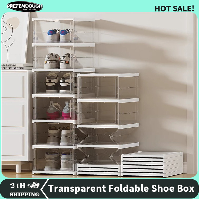 Foldable transparent Shoe Box Big Size Shoe Box 3/6/9 Layers Folding ...