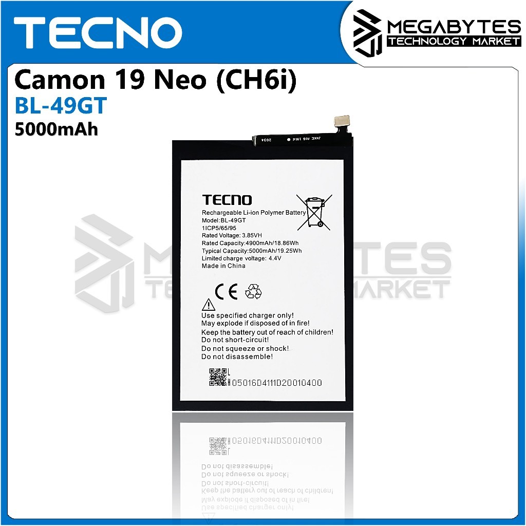 Megabytes Battery for Tecno Camon 19 Neo | CH6i BL-49GT | Shopee ...