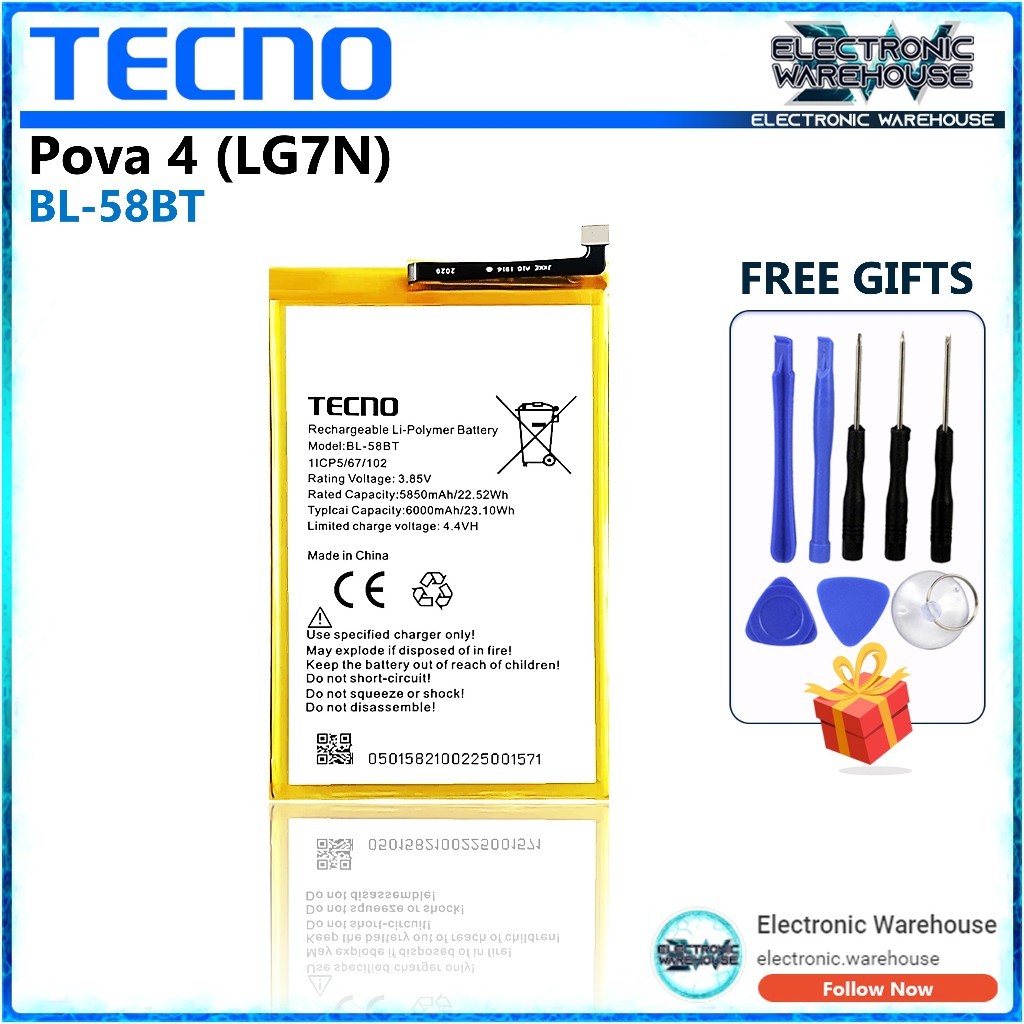 Battery for Tecno Pova 4 BL-58BT | LG7N | Shopee Philippines