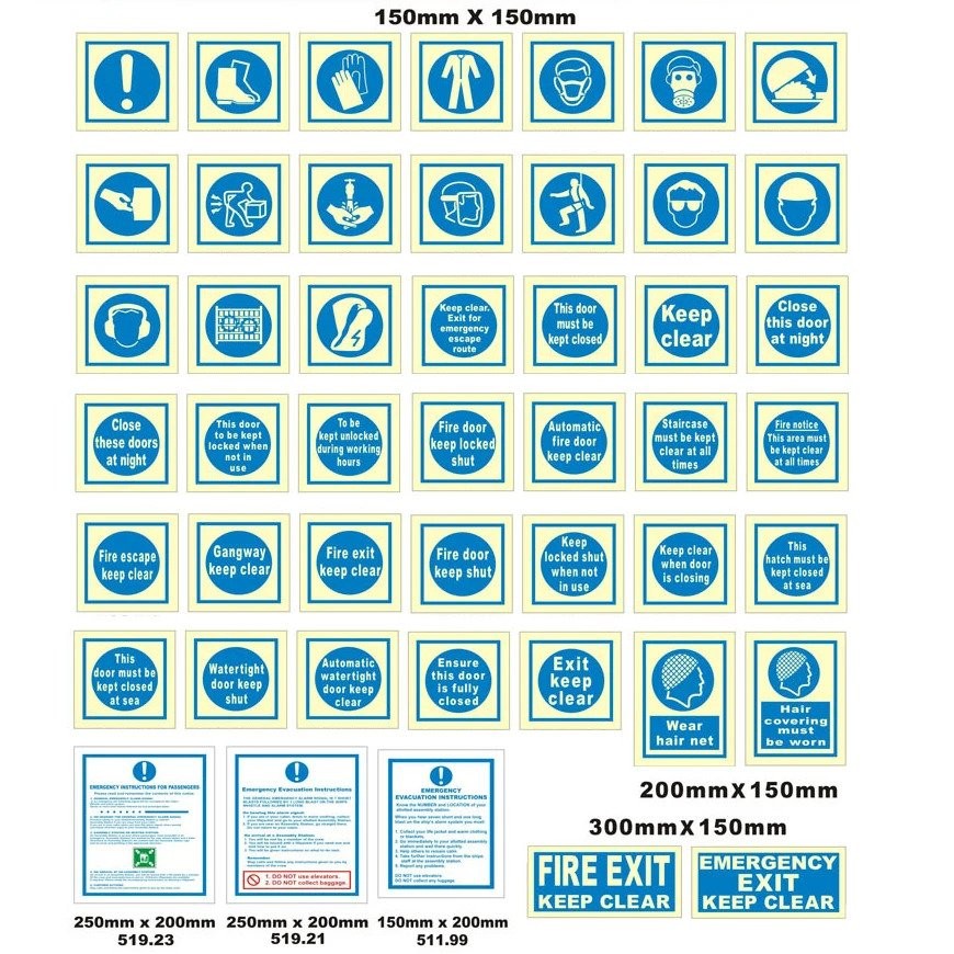 Marine warning safety imo symbol signs sticker glow in the dark sticker ...