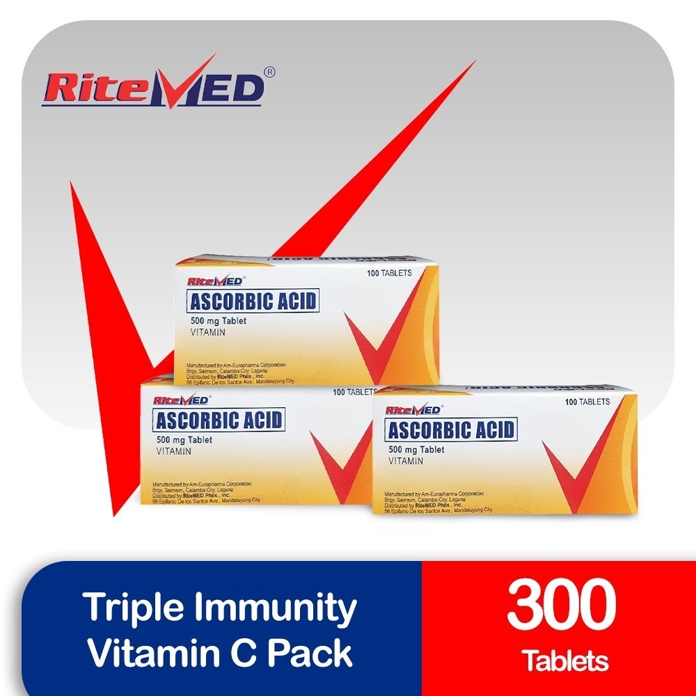 Triple Immunity Vitamin C Pack: RiteMED Ascorbic Acid 100s (3 Boxes ...