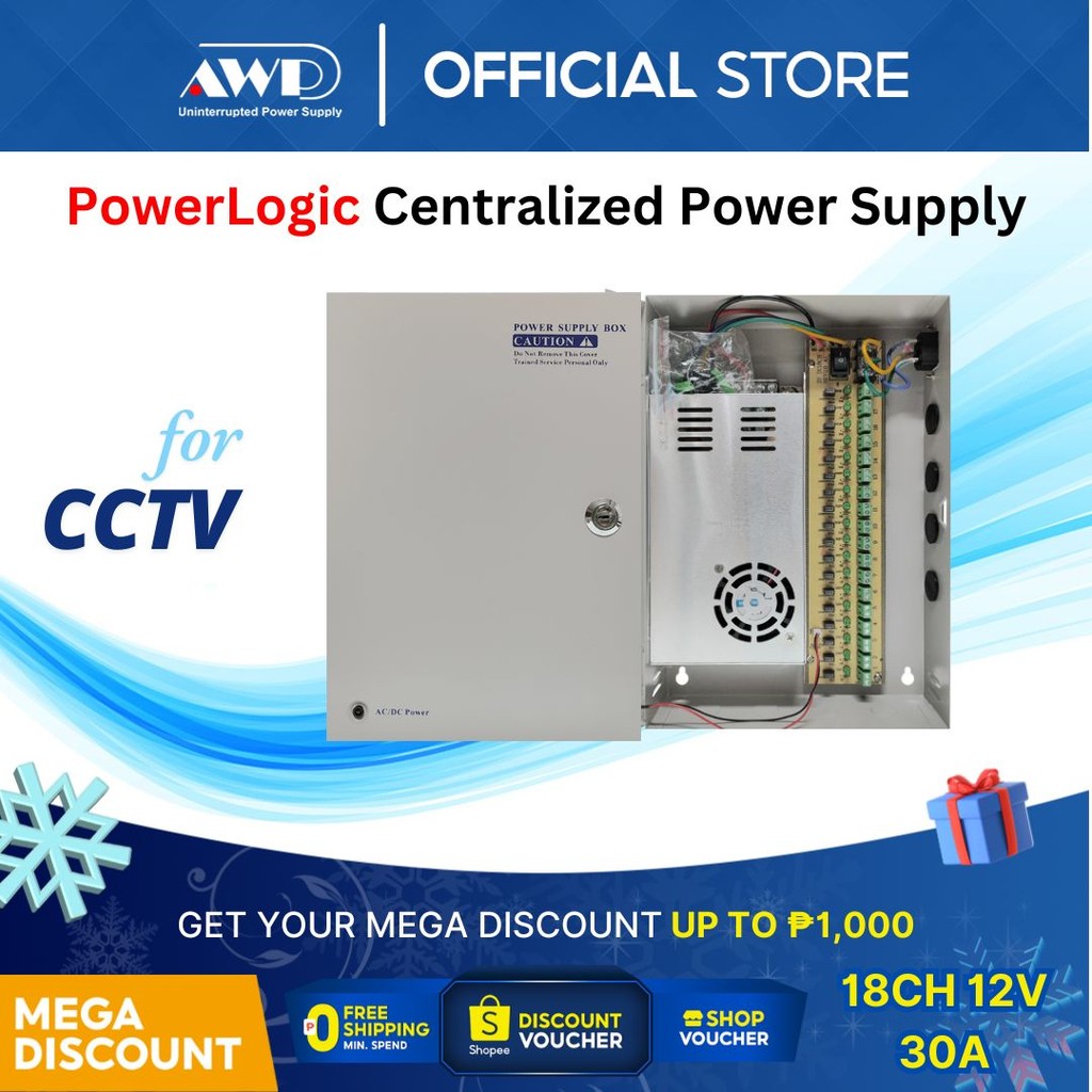 PowerLogic Centralized Power Supply for CCTV (18CH 12V 30A) | Shopee ...