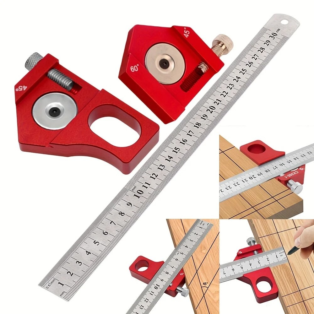 ★Positioning Block Stop 45/90 Degrees Block Aluminum Alloy Steel Ruler ...