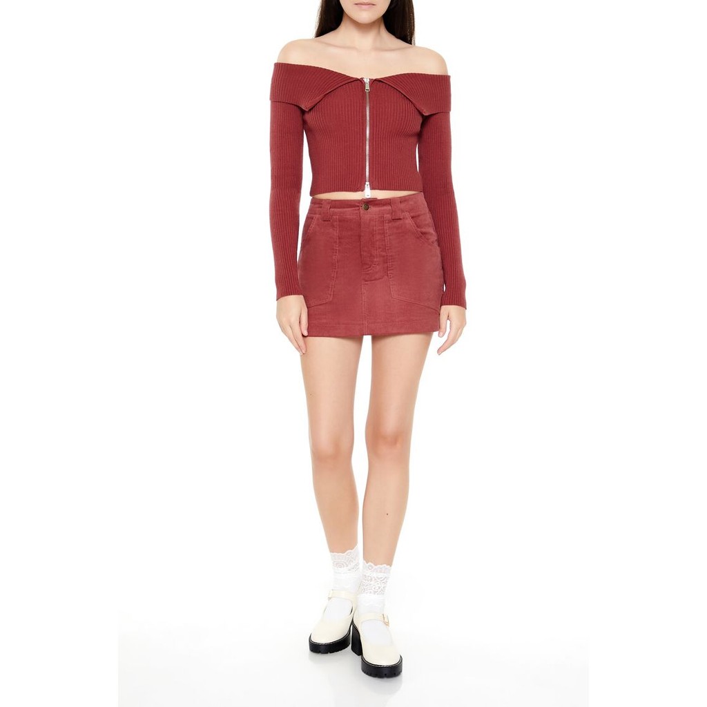 Forever 21 Women's Off-the-Shoulder Cropped Sweater | Shopee Philippines