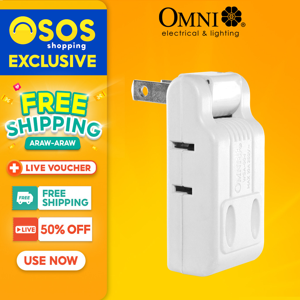 Omni 4-Gang Adapter w/ Swing Type Plug Outlet Adaptor Socket WSA-004 ...