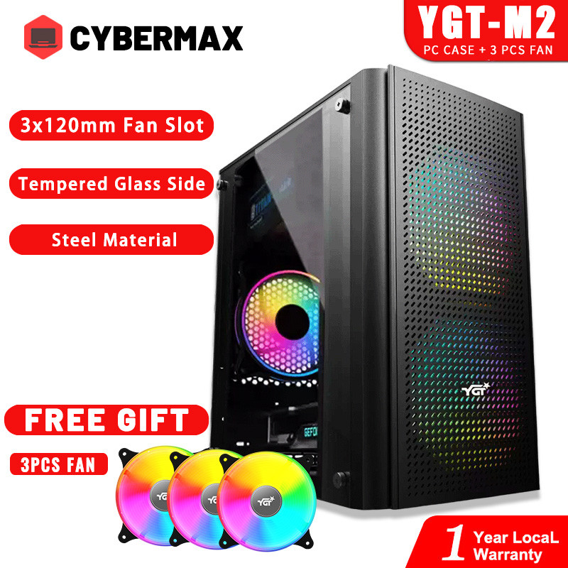 YGT M2 Micro Atx Pc Case With 3PCS Fan Tempered Glass Gaming Desktop ...
