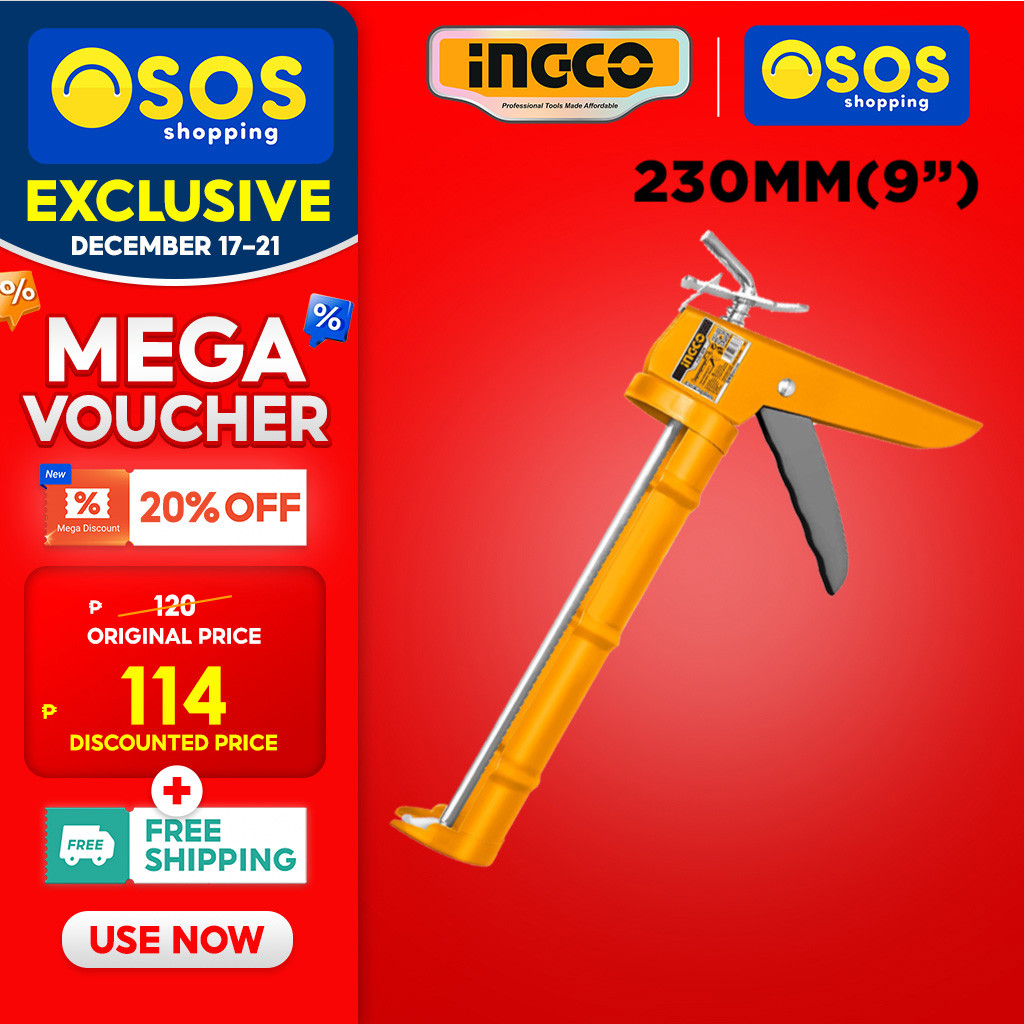 INGCO by OSOS 9"/230mm Industrial Grade Caulking Silicon Sealant Gun w ...