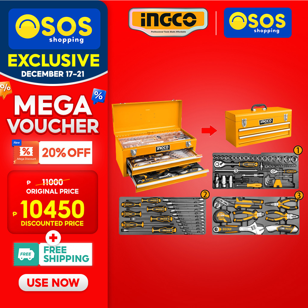 INGCO by OSOS 97pcs Industrial Hand Tool Chest Set HTCS220971 | Shopee ...