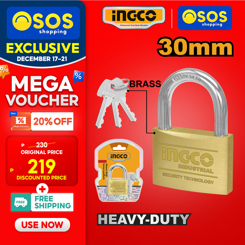 INGCO by OSOS Heavy Duty Brass Padlock SOLD PER PIECE DBPL0202 ...