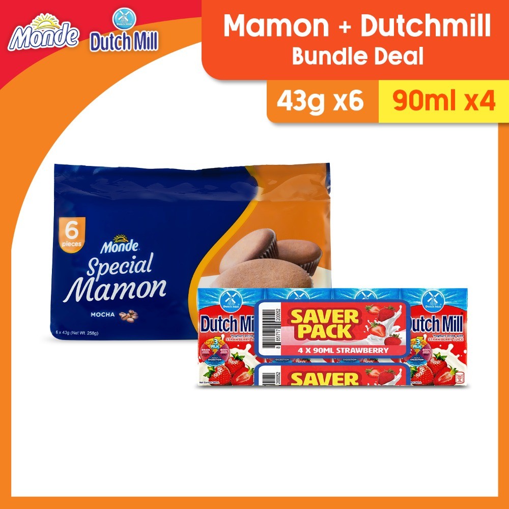 Monde Special Mamon Mocha 43g x 6 + Dutch Mill UHT Yoghurt Drink ...