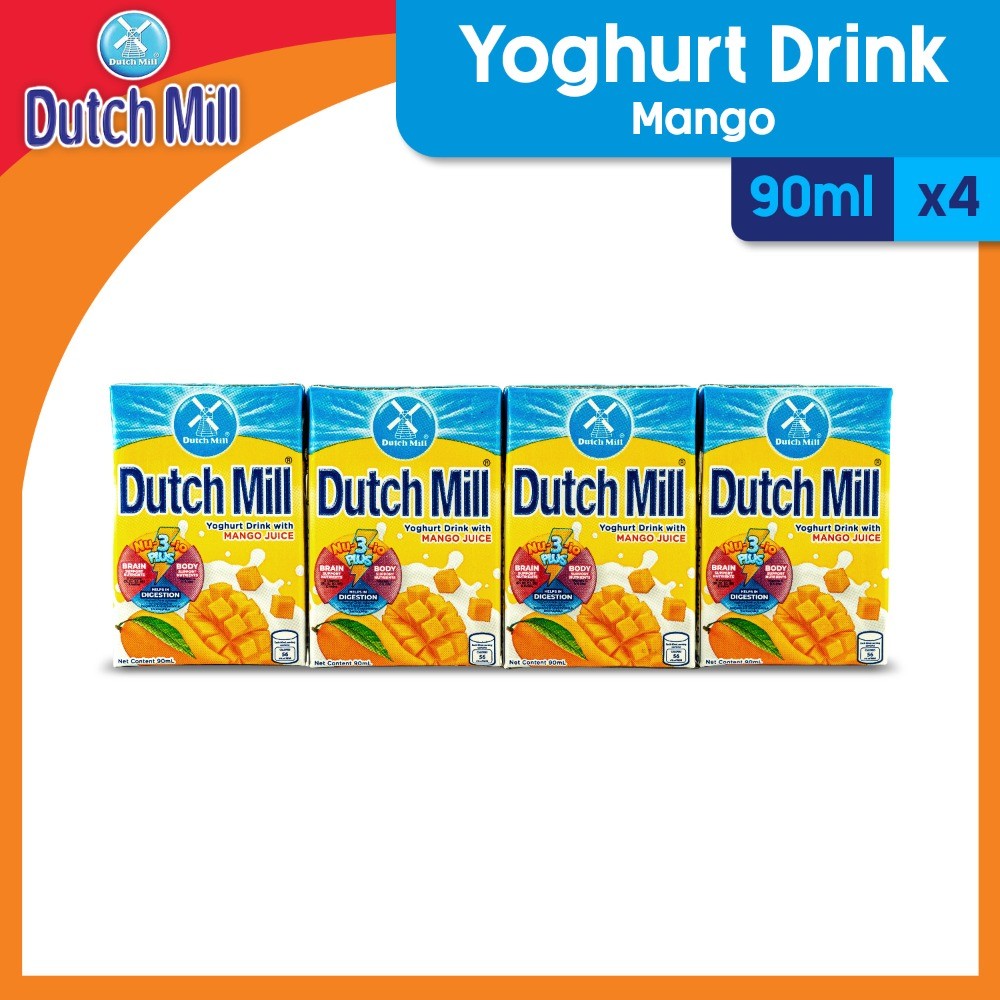 Dutch Mill Yoghurt Drink Mango Fruits Juice 90ml x 4 | Shopee Philippines