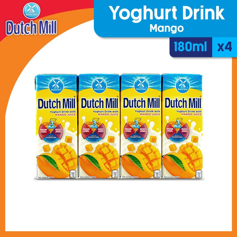 Dutch Mill Yoghurt Drink Mango Fruits Juice 180ml x 4 | Shopee Philippines