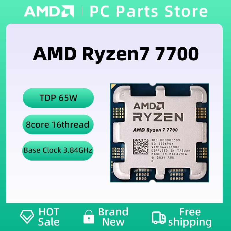New AMD Ryzen 7 7700 R7 7700 CPU Processor 3.8GHz 8-Core 16-Thread 5NM ...