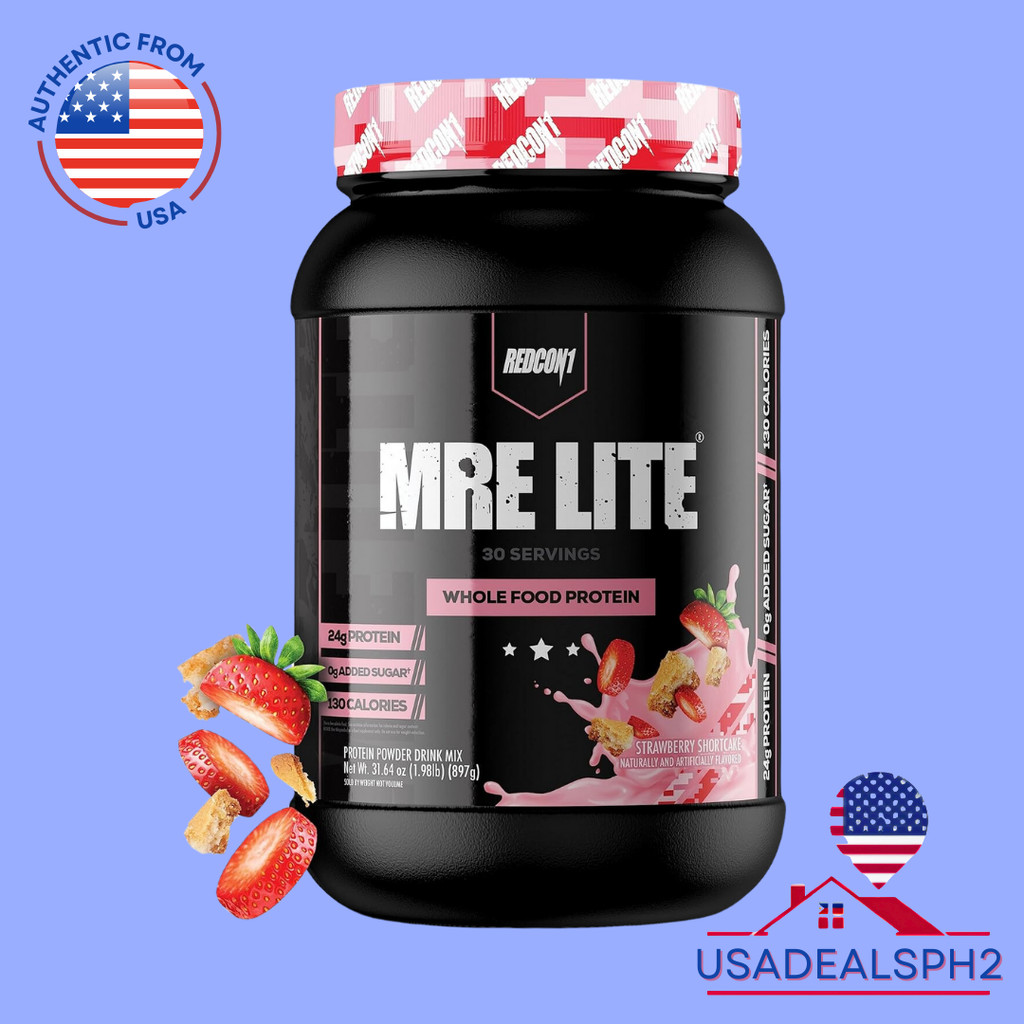 Redcon1 MRE Lite Whole Food Protein Strawberry Shortcake Drink Mix 897g ...