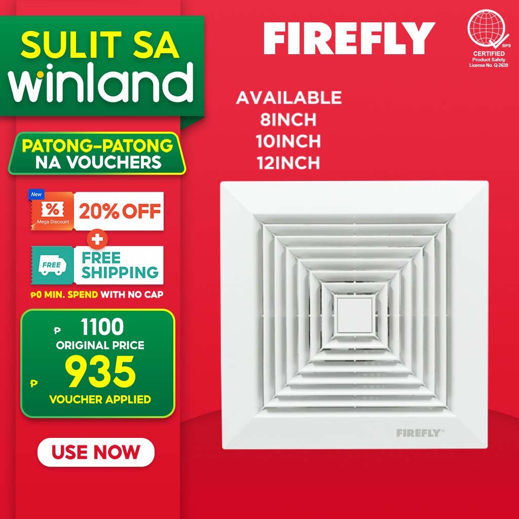 Firefly by Winland 8inch-12inch Ceiling Mounted Exhaust Fan Slim Radial ...