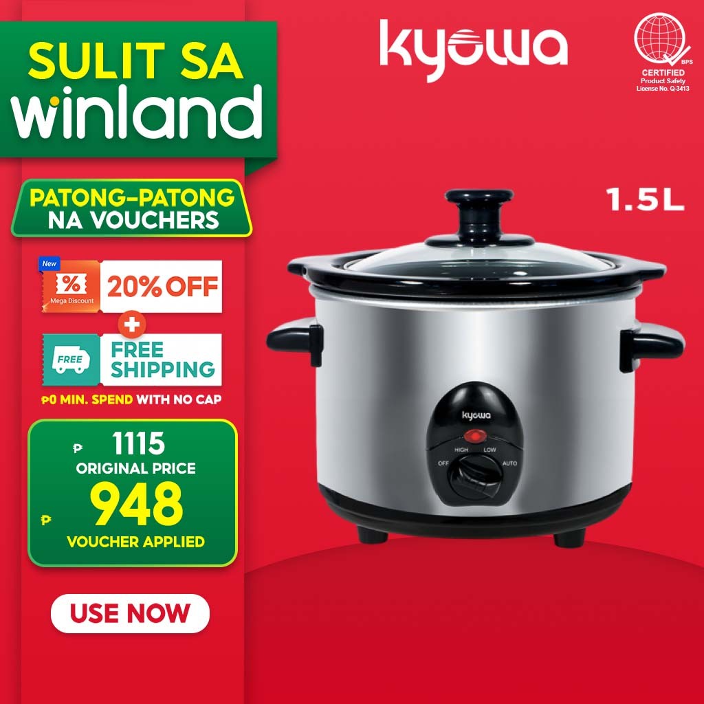 Kyowa by Winland Round Stainless Steel Electric Slow Cooker 1.5 Liters ...