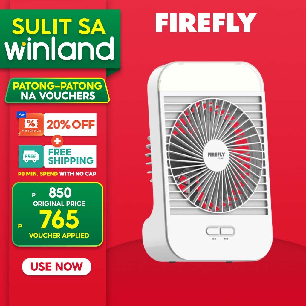 Firefly by Winland 5 Rechargeable Fan with 3 Level Brightness Night ...
