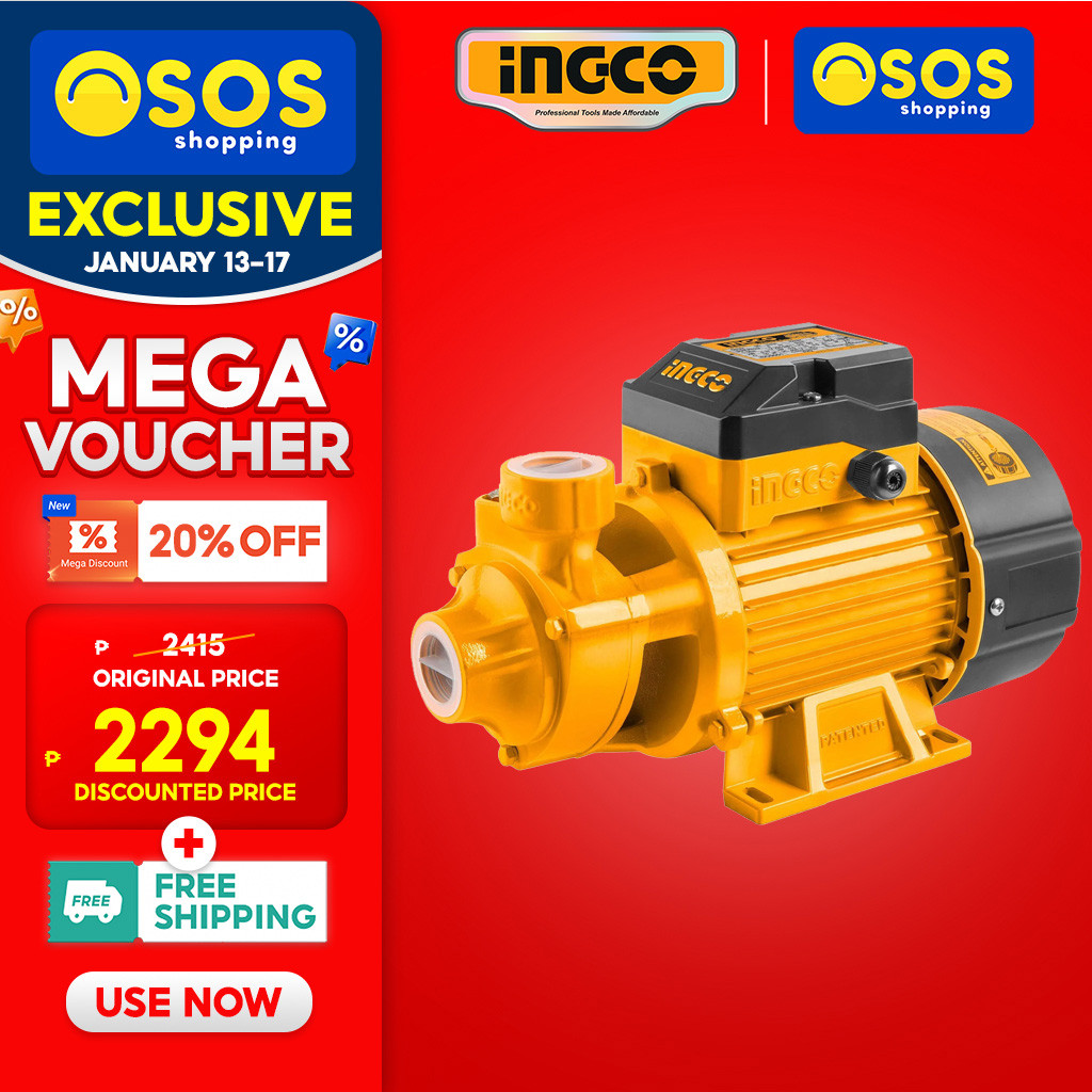 INGCO by OSOS Water Peripheral Booster Pump 370W (0.5HP) VPM3708-5 ...