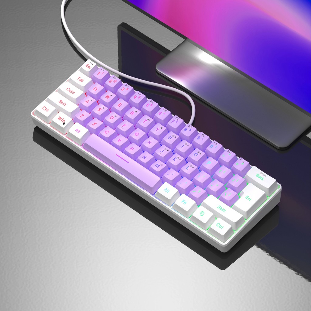 ️RGB Backlit Mechanical Gaming Keyboard - 61-Key USB Wired Compact ...