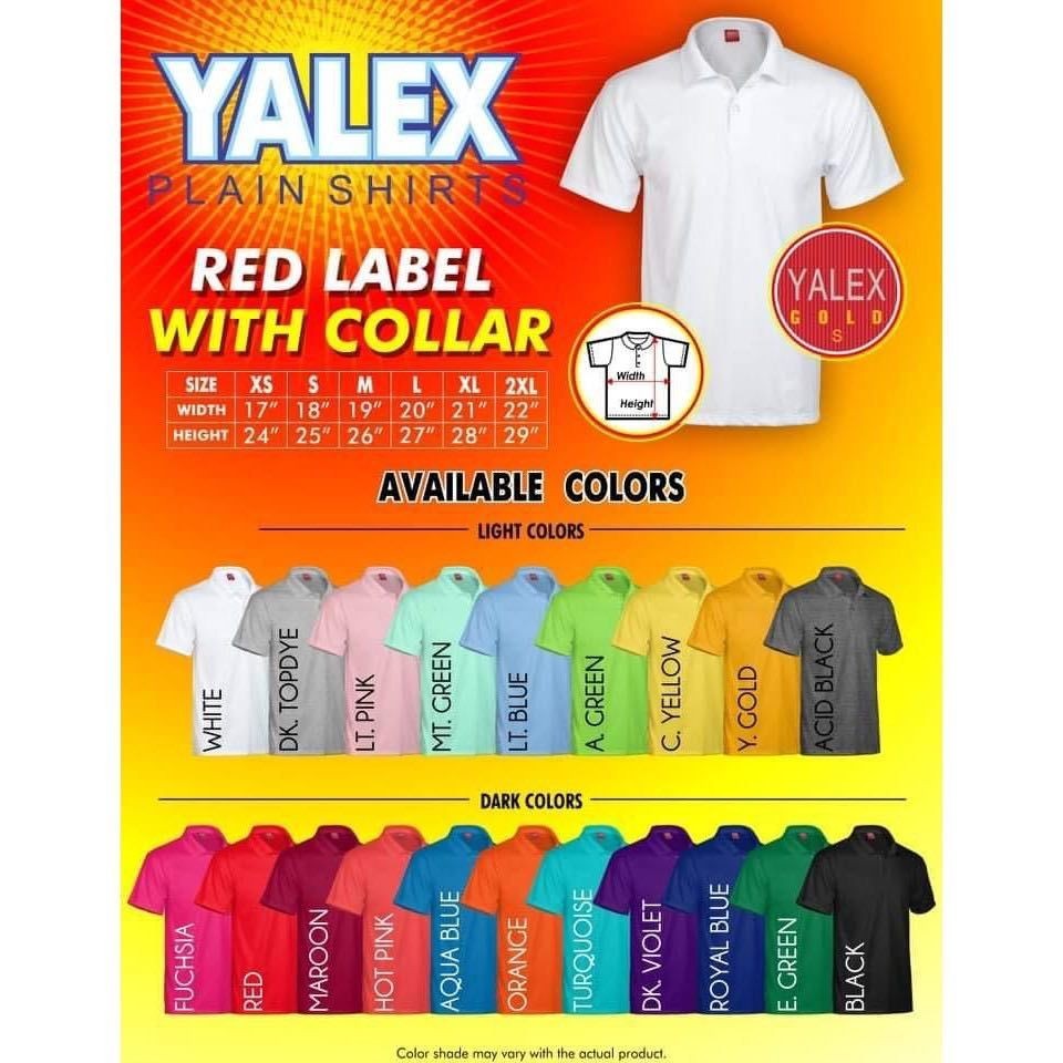 Yalex Red Label Polo (with Collar) Plain Shirt - Assorted Colors ...