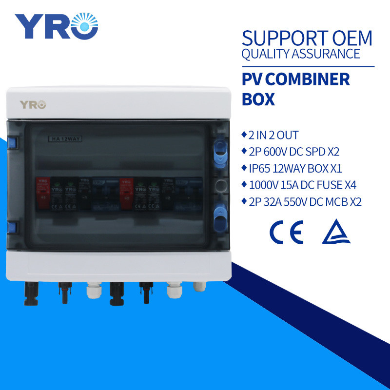 ♝2 In 2 Out 550V Photovoltaic DC Combiner Box Solar Panel Distribution ...