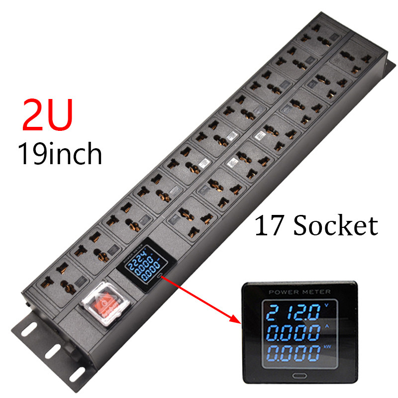 ⚔2U PDU Power Strip Distribution Unit Cabinet Rack Mount 17Ways ...