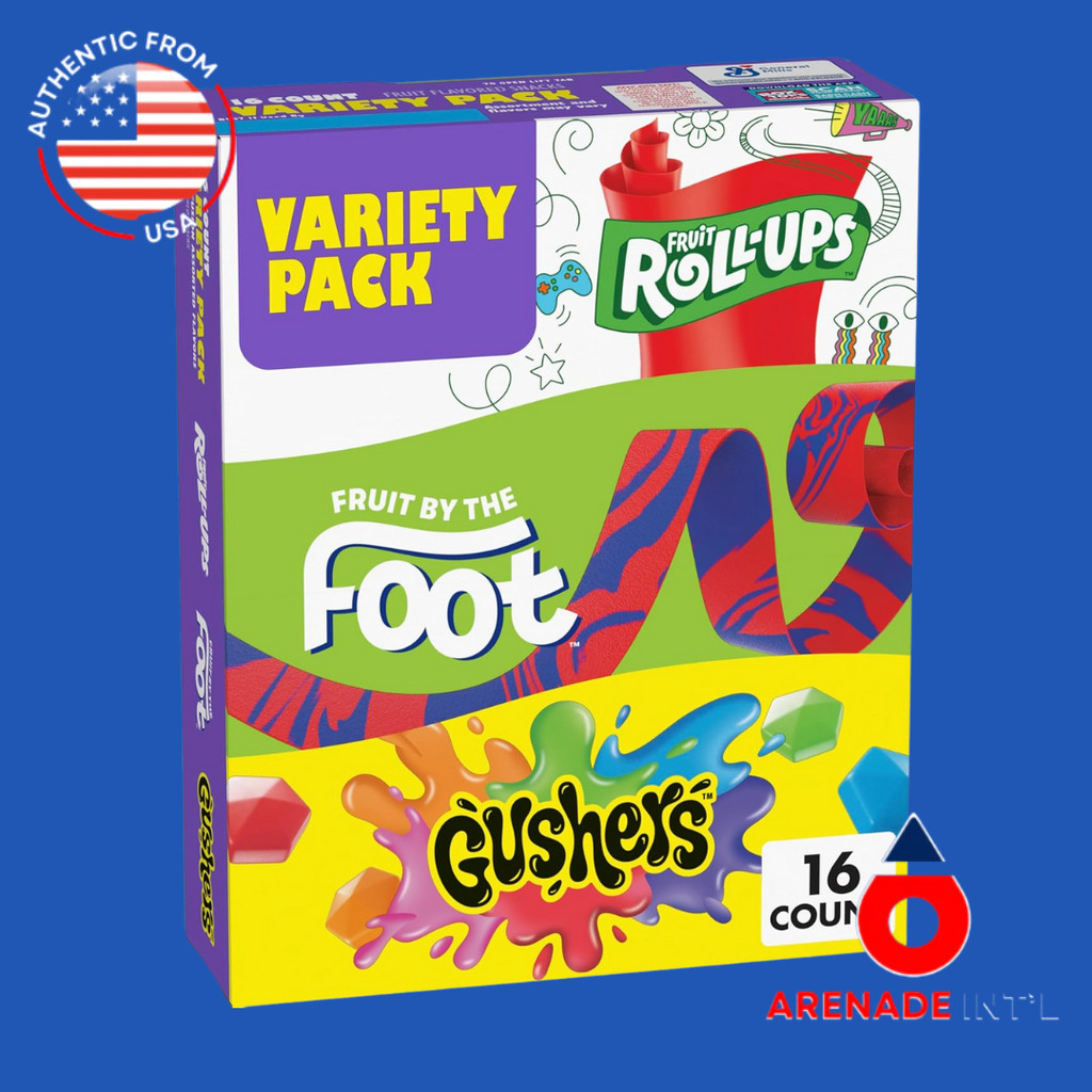 Fruit Roll-Ups Fruit by the Foot Gushers Variety Pack, 16 Count ...