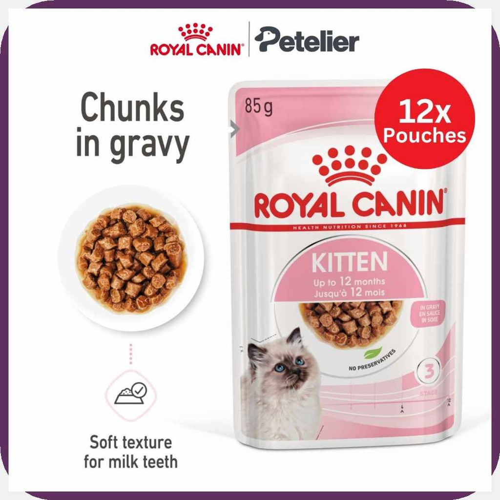 Royal`j-Canin*W*Kitten*n?Gravy*o?(85g*H?x*p?12*J?Pouches)+b@Wet Cat ...