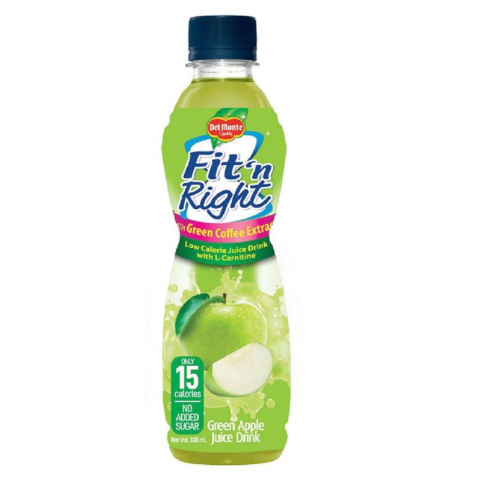 Del Monte Fit 'n Right Juice Drink Green Apple 330ml | Shopee Philippines