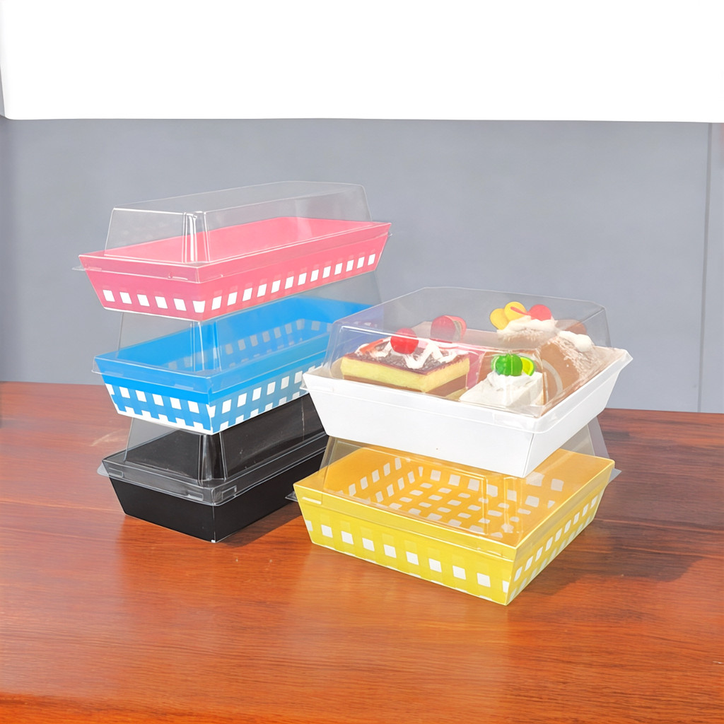 15pcs Snack Tray Sandwich Box wiith Lid Pastry Box Clear Lid Container ...