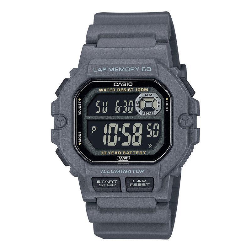 Casio (WS-1400H-8BVDF) Gray Resin Strap 100 Meter Digital Watch ...